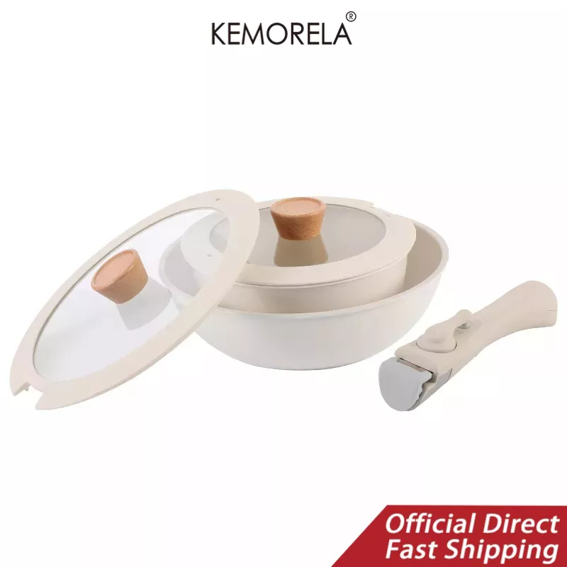 KEMORELA Cookware Set Handle Removable non stick Suit All Stove All Include Handle Pot with ...