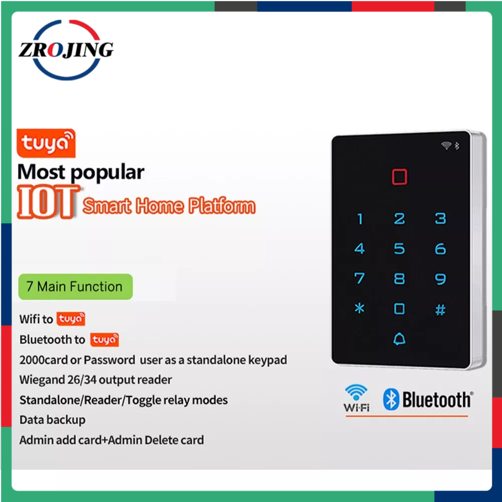 T12 WIFI Tuya Smart Door Lock Waterproof Door Access Control System Standalone Keypad RFID Card ...