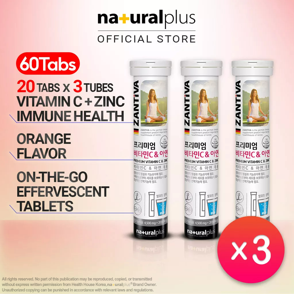 NATURALPLUS 3 Tubes Everfit Vitamin C + Zinc Effervescent Tablets, Easy Immunity Booster ...