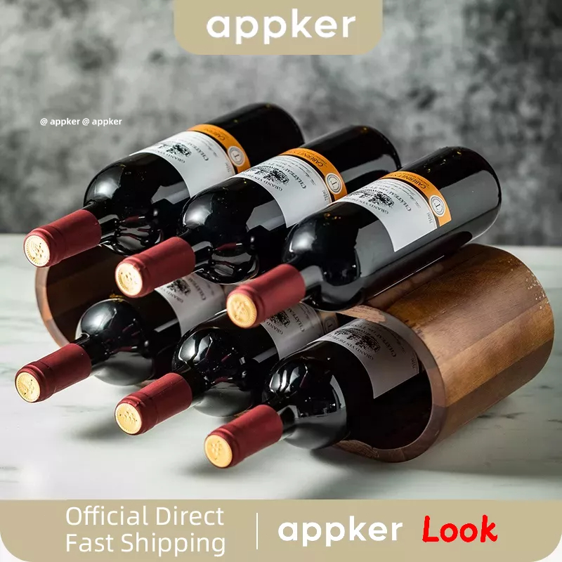 APPKER Wine Storage Rack Stand Wooden Wine Rack Acacia Wine Bottle Rack ...