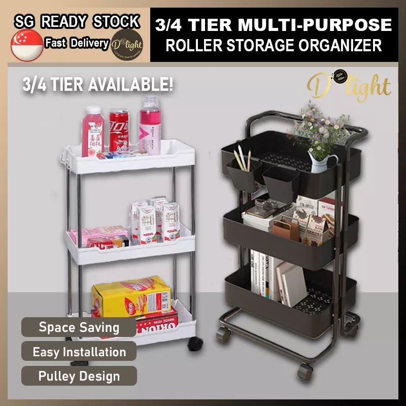Dlight Multi-functional Storage Trolley Rack Kitchen Rack With Wheels ...