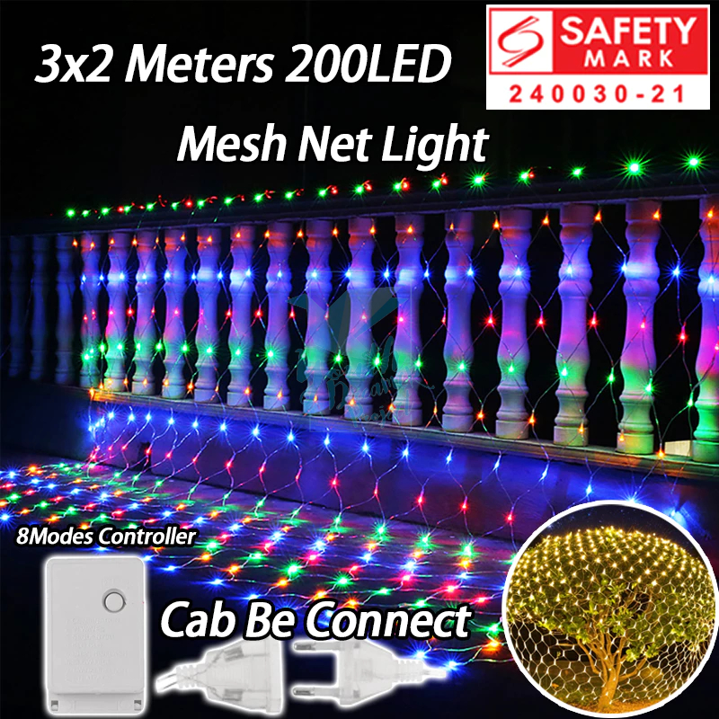 Lampu Raya LED Net Mesh Light 3x2M 214LED Hari Raya Lights Strip LED ...