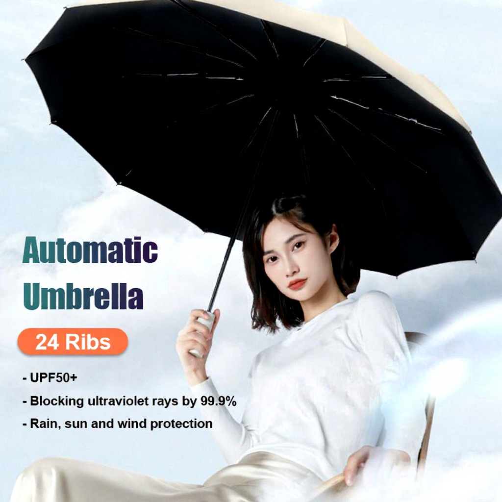7 Colors Optional Automatic Umbrella 24 Ribs Auto Open Umbrella UPF50 ...