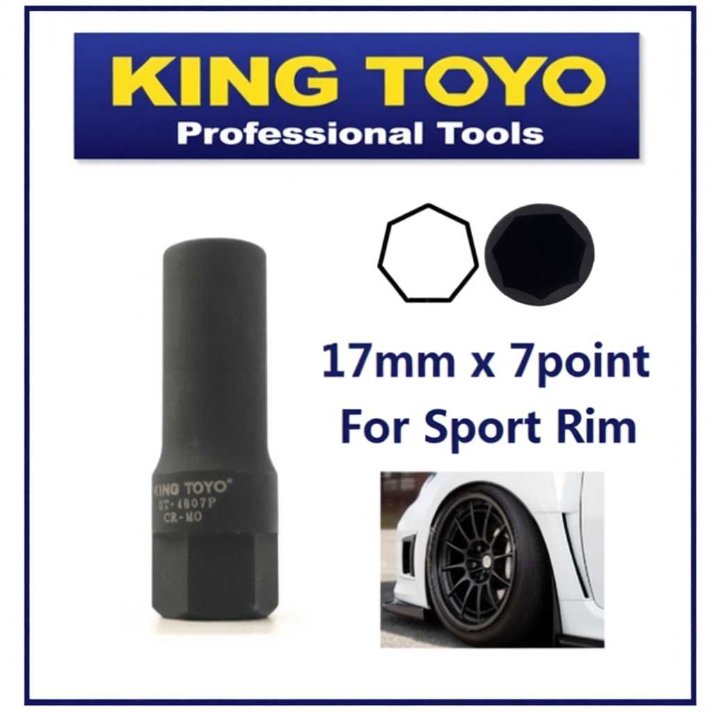 SB tool / King Toyo 1/2" 7 Point Socket impact 17mm Sport Rim Use ...