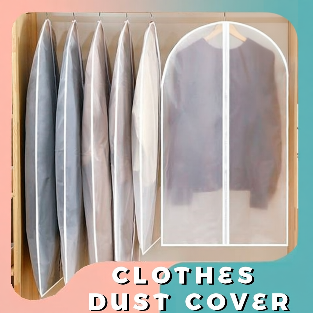 Clothes Dust Cover Transparent Dust Bag Hanging Cloth Pocket Washable ...