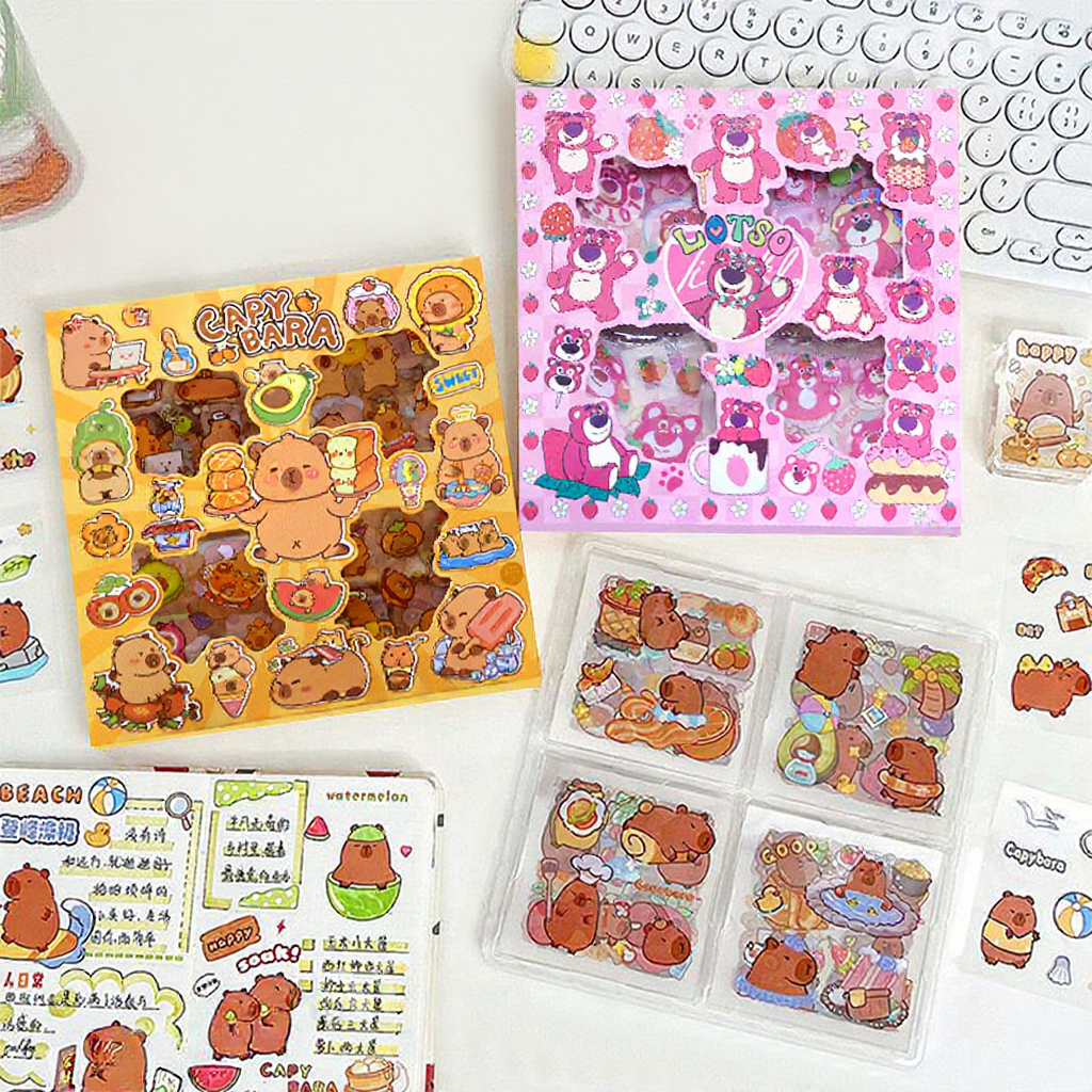 Capybara Labubu Lotso Kuromi Sticker 100pcs Cute Set DIY Gift Box ...