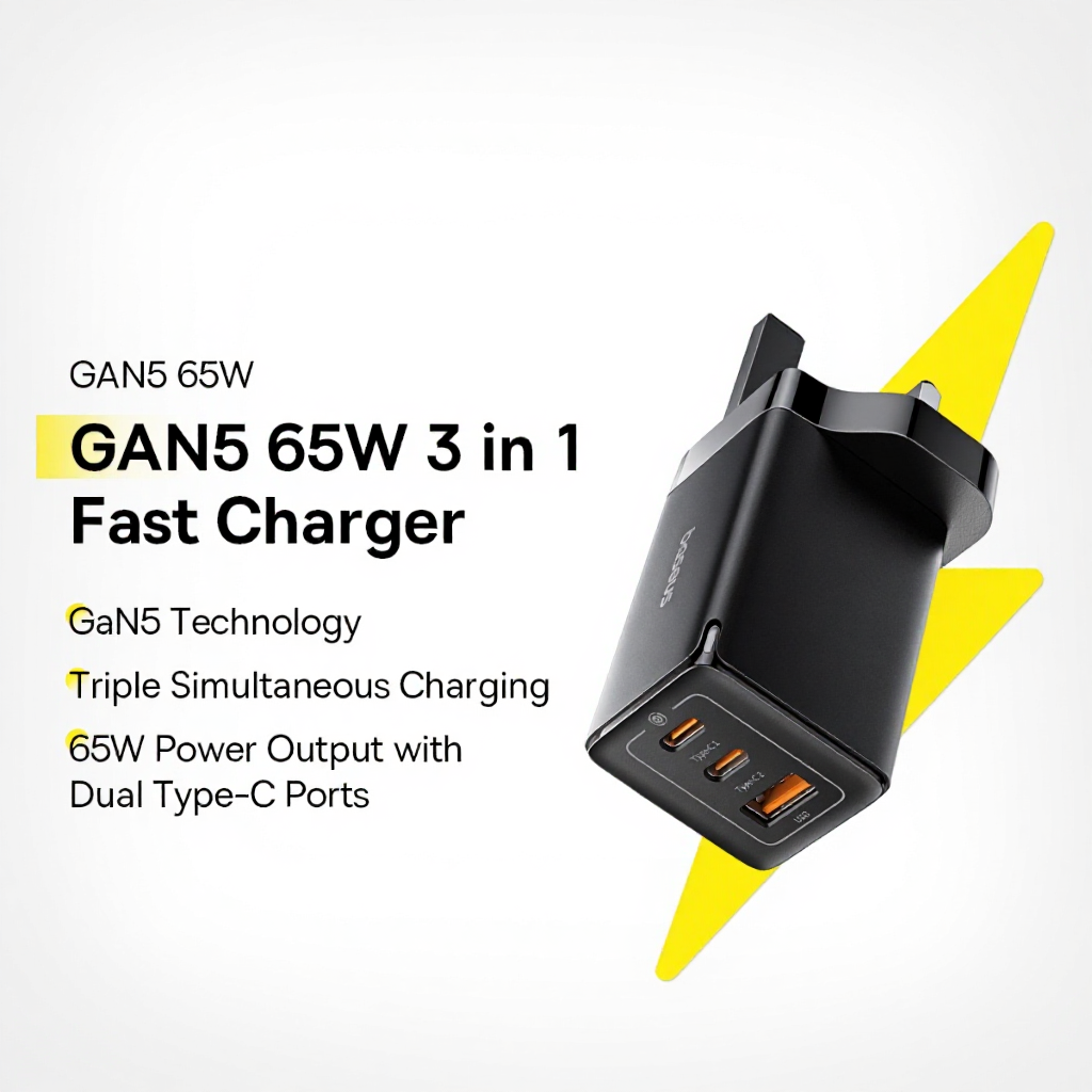 Baseus GaN5 Pro Fast Charger 2C+U UK For Phone Laptop (65W) | Shopee ...