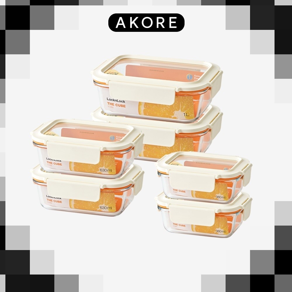 LocknLock The Cube Heat-Resistant Glass Airtight Container square ...