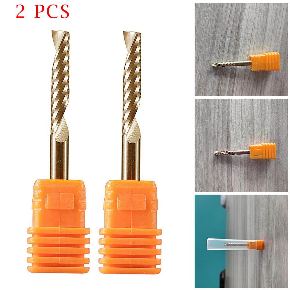 [BTSL] 2Pcs Single Flute Spiral End Mill Carbide Router Bits for ...