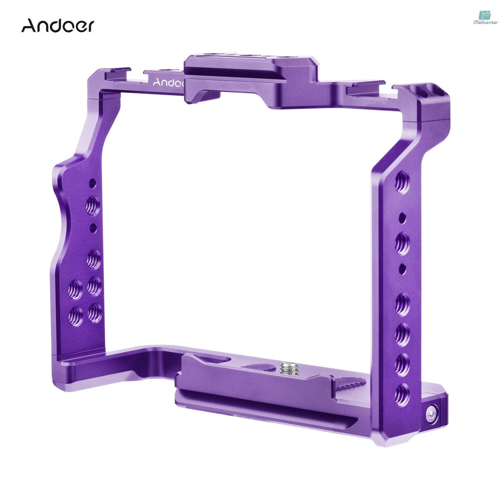 Andoer Camera Cage Aluminum Alloy Video Cage with Dual Cold Shoe Mounts ...
