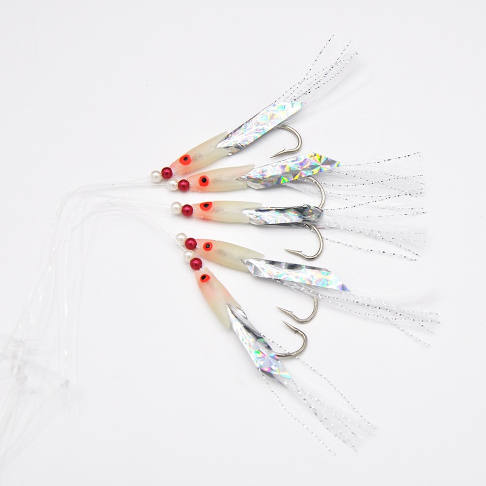 【Waysle】5pcs/Pack Sabiki Soft Fishing Lure Rigs Bait Jigs Lure Feather ...