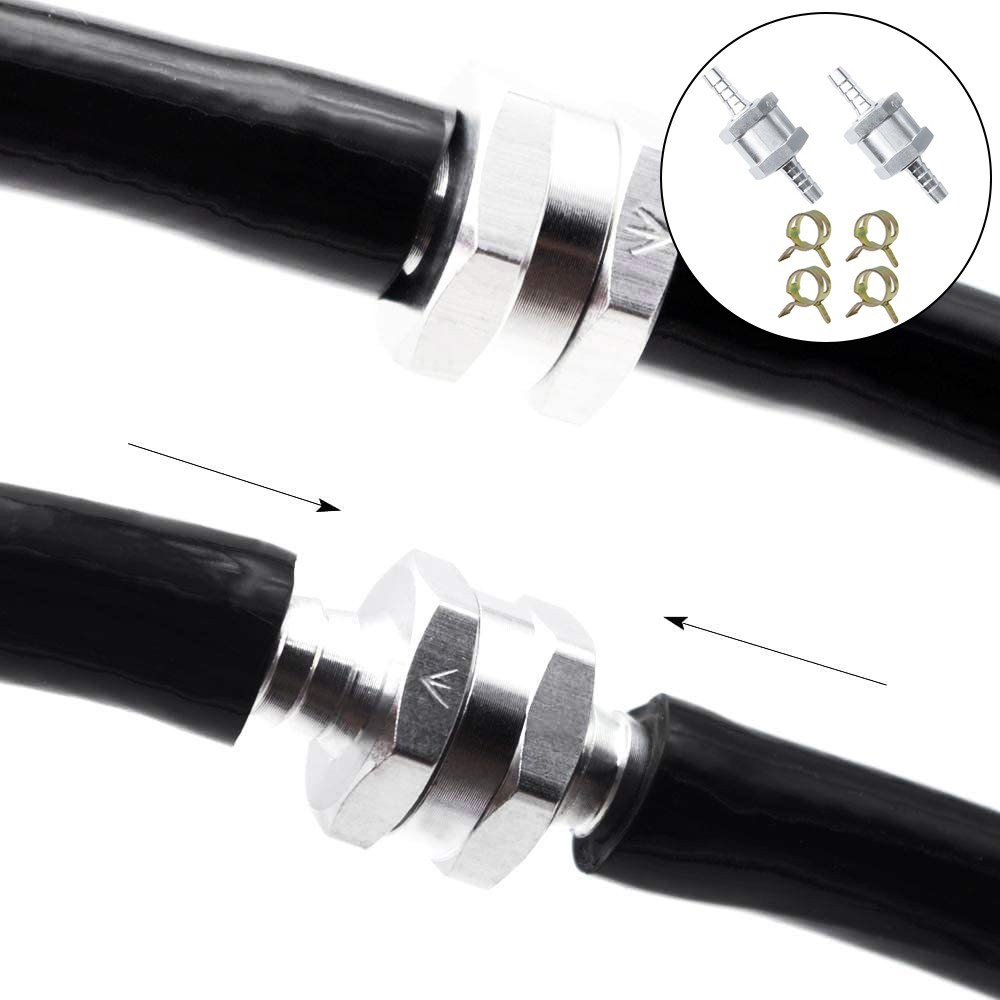2*6mm fuel check valves with 4*hose clamps for cars, boats, motorcycles ...
