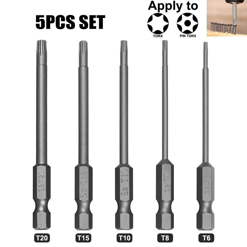 5pcs for T6- for T20 75mm for Torx Screwdriver Bits Set Magnetic ...