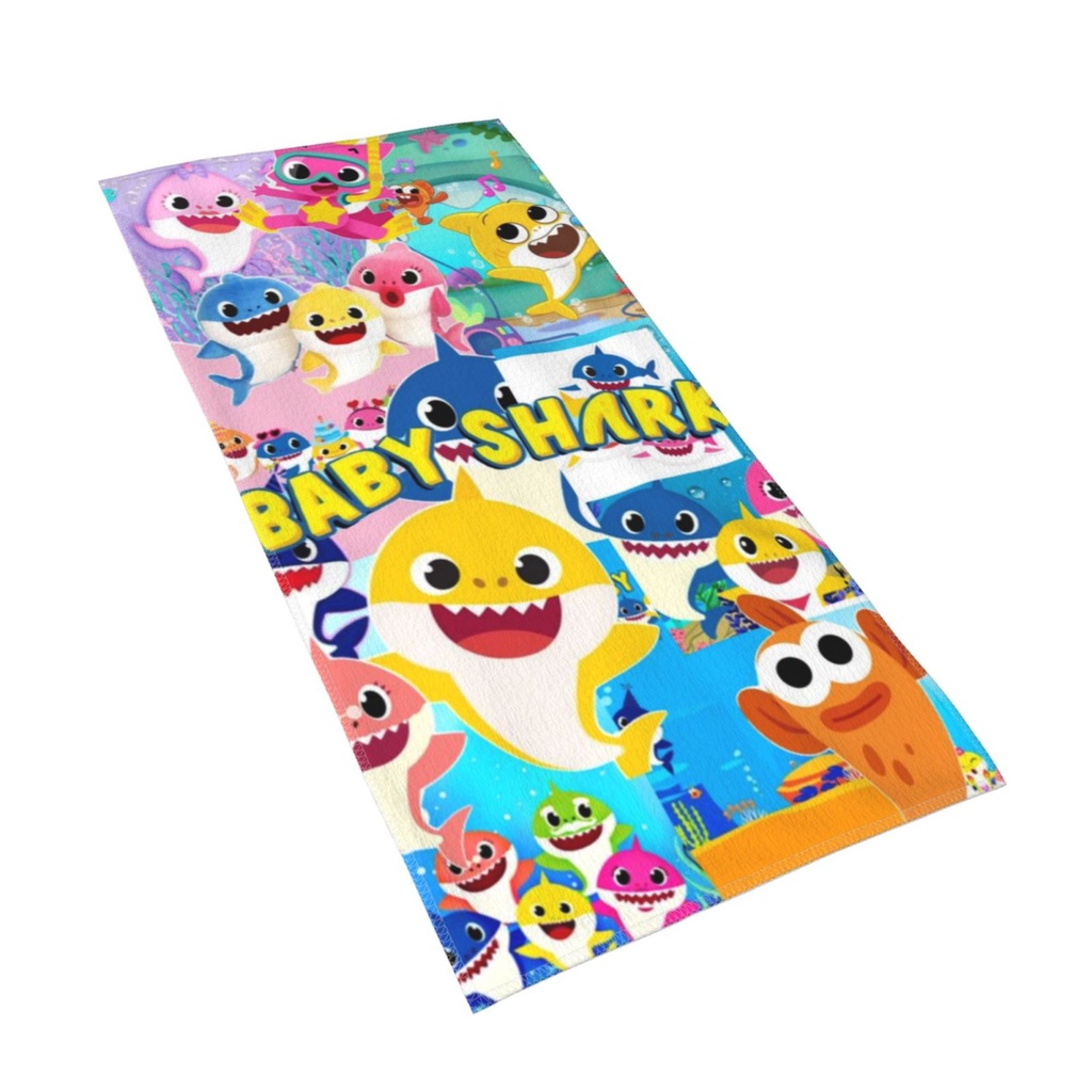 Baby Shark 30*60cm Cartoon Bathroom Towel Soft Absorbent Kitchen Hotel ...