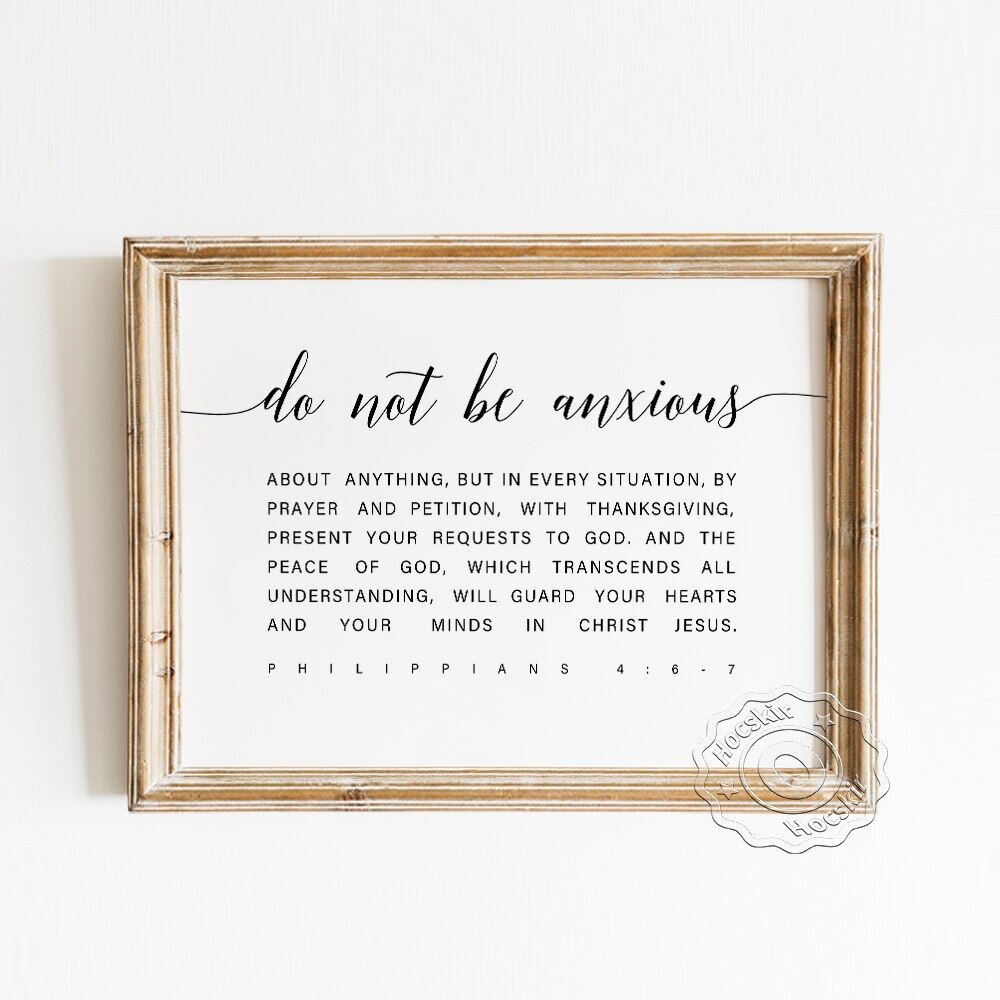 Super Philippians Do Not Be Anxious Bible Verse Quotes Poster Large ...