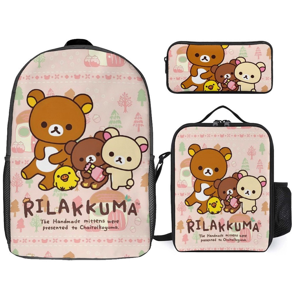 Rilakkuma 3 Pcs personalize School Bag Set For Primary School Backpack ...