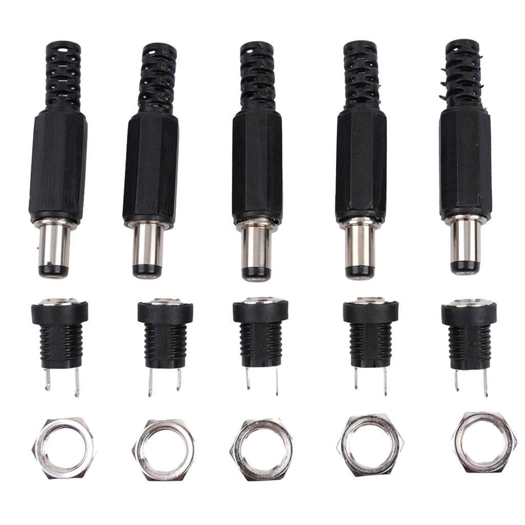 Waysle_5 set MALE BARREL PLUG FEMALE SOCKET PANEL MOUNT DC 12V POWER ...