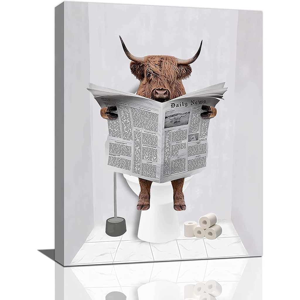 Highland Cow Bathroom Decor Wall Art Funny Bathroom Pictures For Wall ...