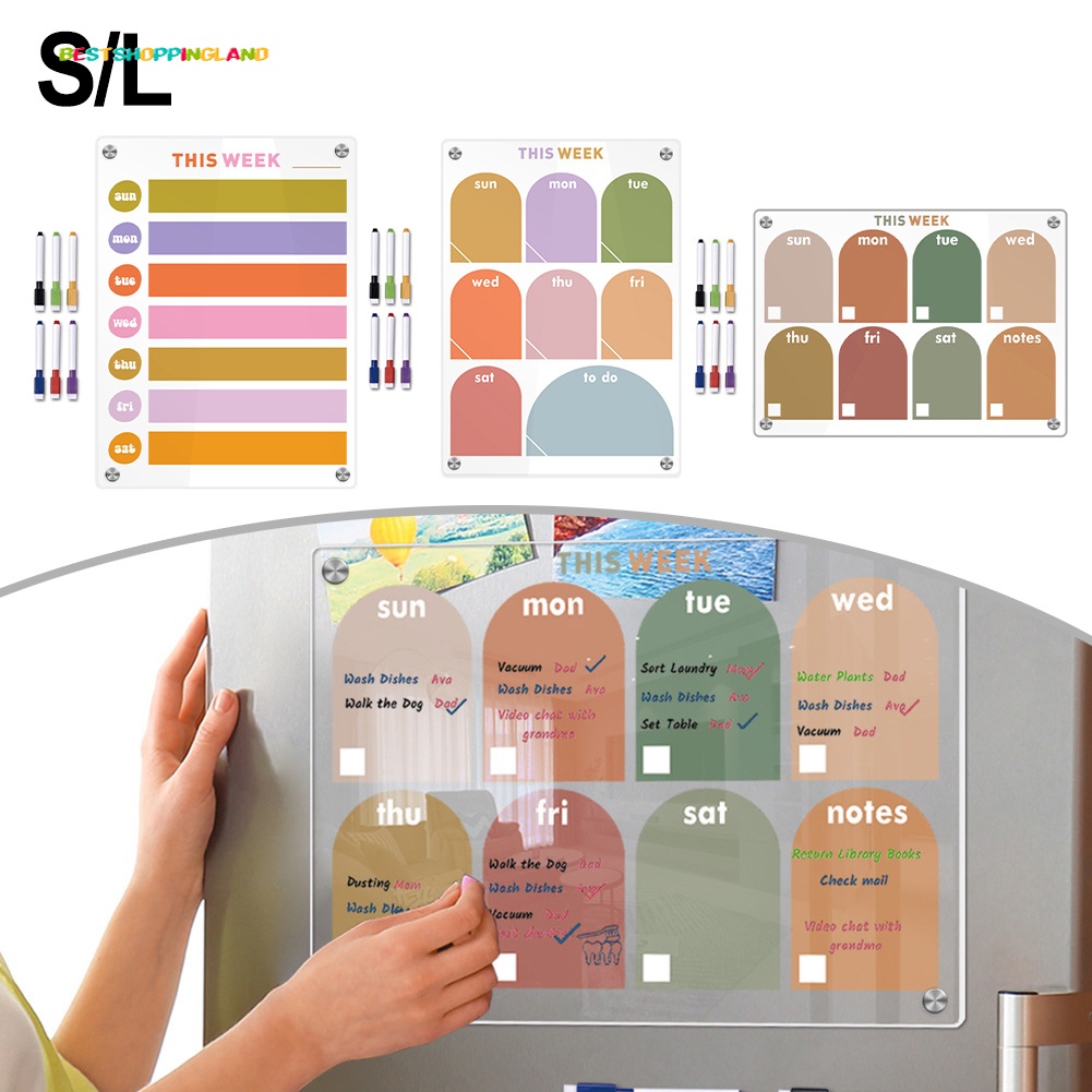 【BEST HOT】Acrylic Magnetic Transparent Weekly Planner Message Board ...