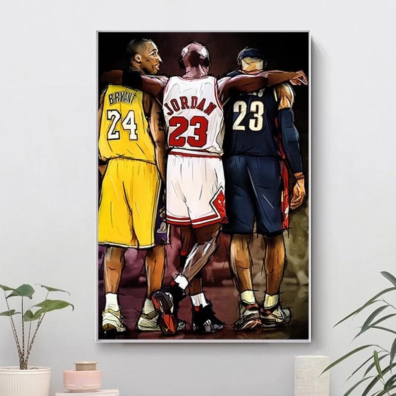 Super Kobe Bryant Michael LeBron James Poster Basketball Stars Wall Art ...