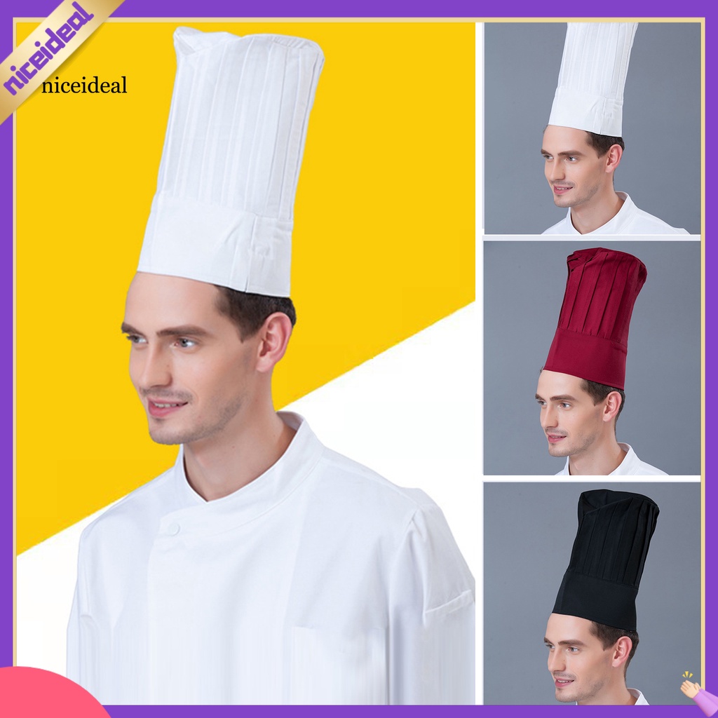 Chef Hat Unisex Kitchen Hat Hotel Restaurant Cook Cap Pleated Design ...