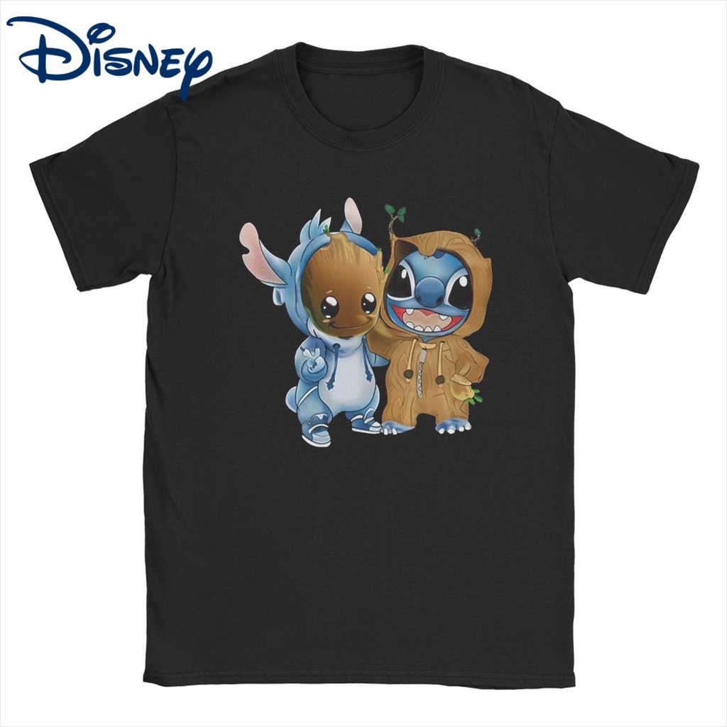 Cute Stitch And Groot Tshirts For Men Disney Humorous Tee T Clothes ...