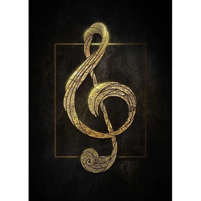 Super Modern Black Gold Music Notes Canvas Art Musical Instrument Wall ...