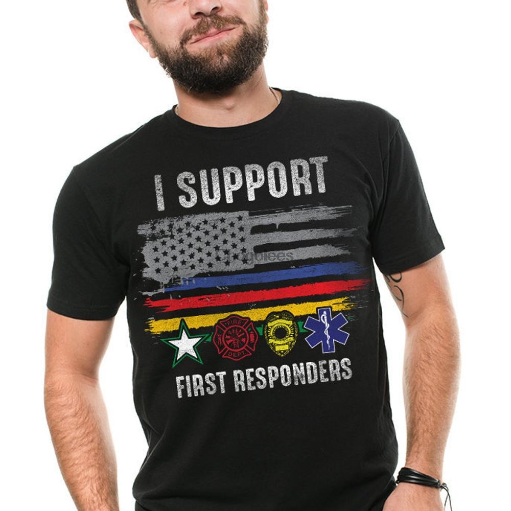 First Responder T Us Flag American Patriotic Police Firefighter ...