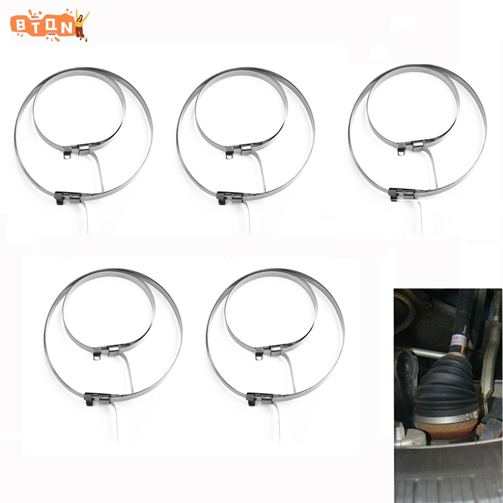 (BTQN!) 10 PCS Boot Clips Kit Stainless Steel Axle Joint Crimp Clamp ...