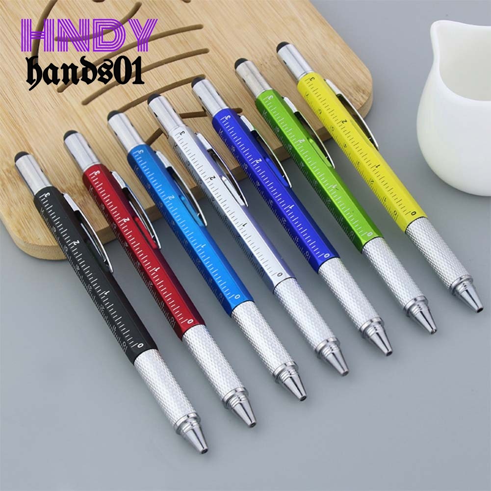 【HDS01】Multi-function tool pen spirit level scale touch screen 6in1 ...
