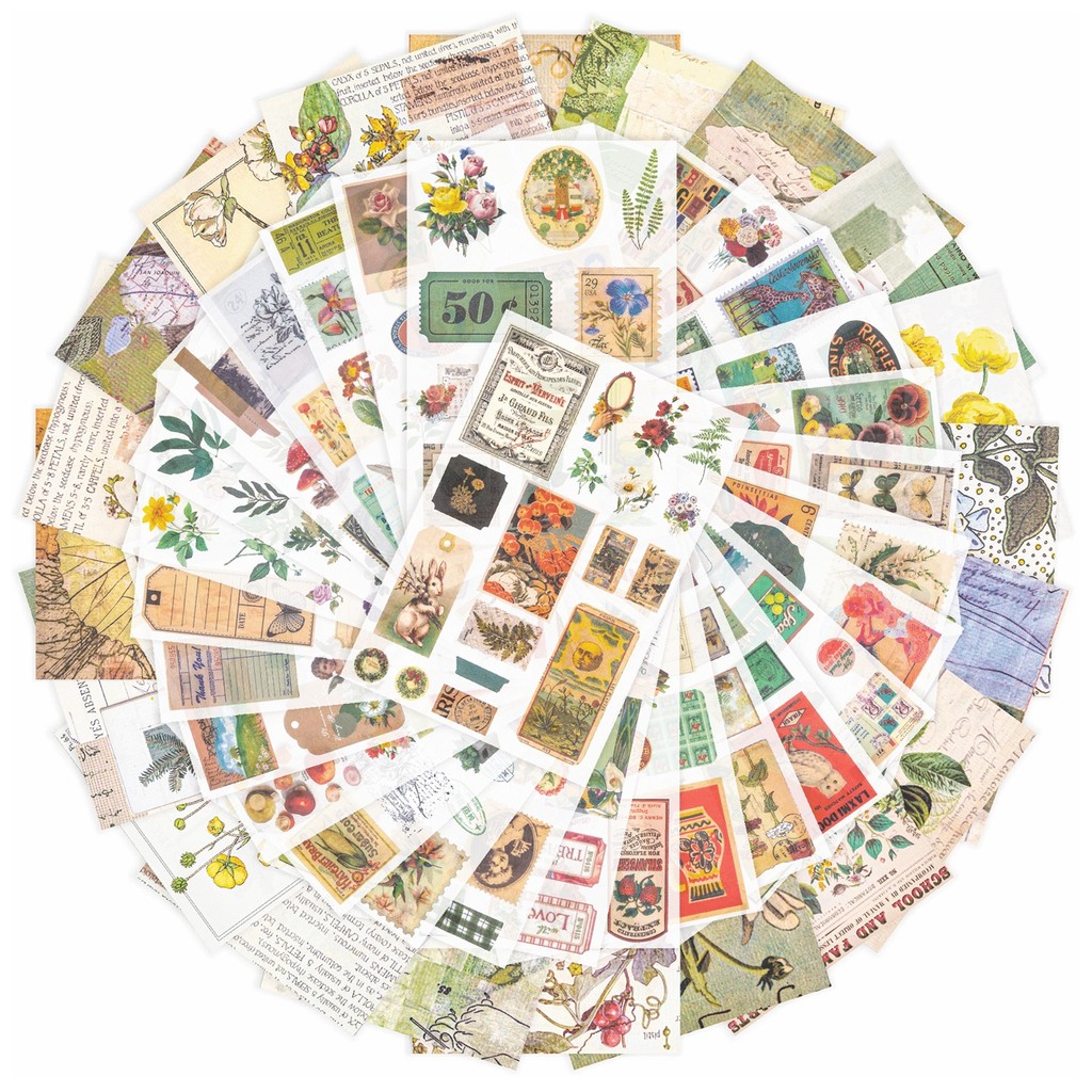 Mayplous 50 Pages Vintage Scrapbook Sticker and Scrapbook Paper ...