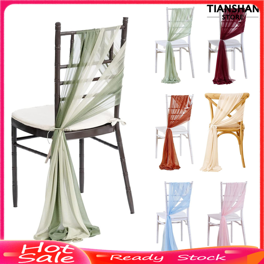 [TSS]☃Chiffon Chair Sashes Wedding Aisle Decorations 9Ft Wrinkle-Free ...
