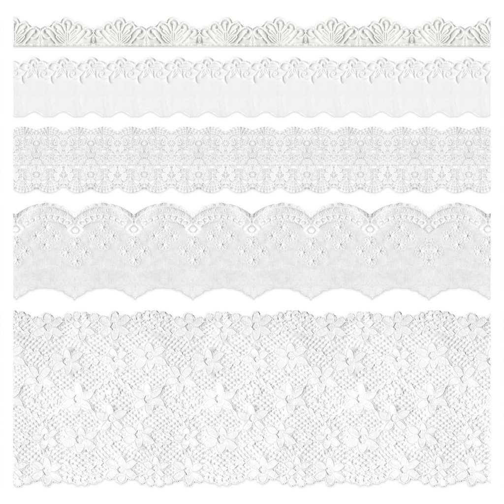 Mayplous 5 Bundles Embroidery Lace Trim Premium White Sewing Lace ...