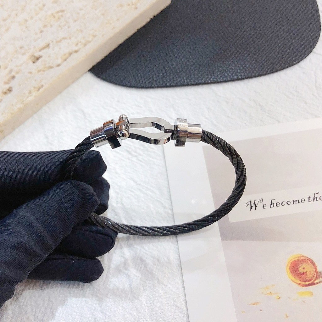 Casual Fred Bracelet Delicate Bangle Hollow Letter Logo Titanium Steel ...