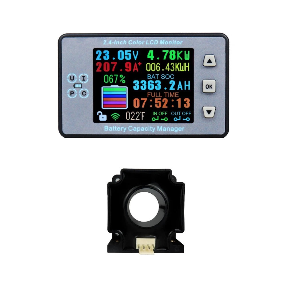 Battery Monitor Meter Wireless DC 120V 100A VOLT AMP AH SOC Remaining ...