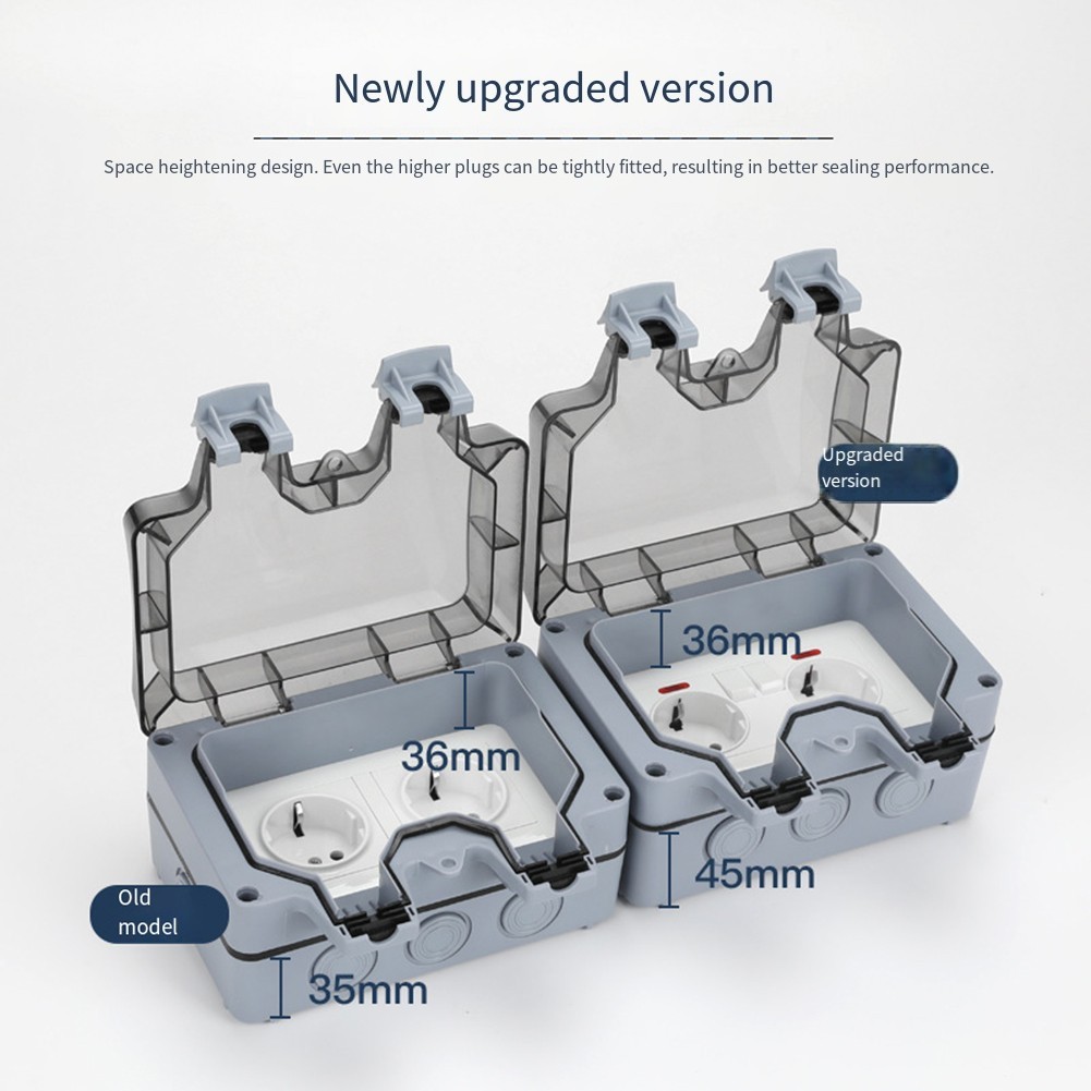IP66 Waterproof Socket Box Outdoor 2-gang EU Type Switch Socket With ...
