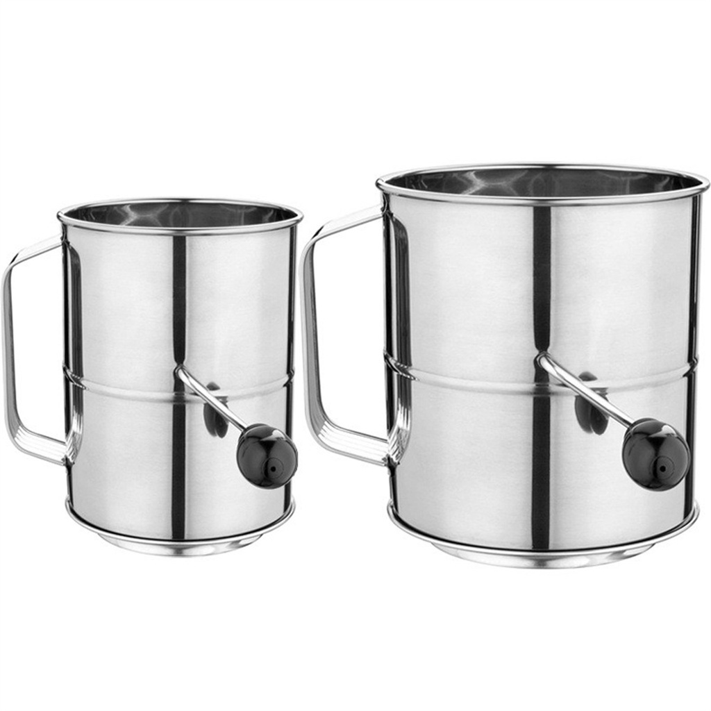 [VE]5 8 Cup Stainlees Steel Flour Sifter with Rotary Hand Crank Baking ...