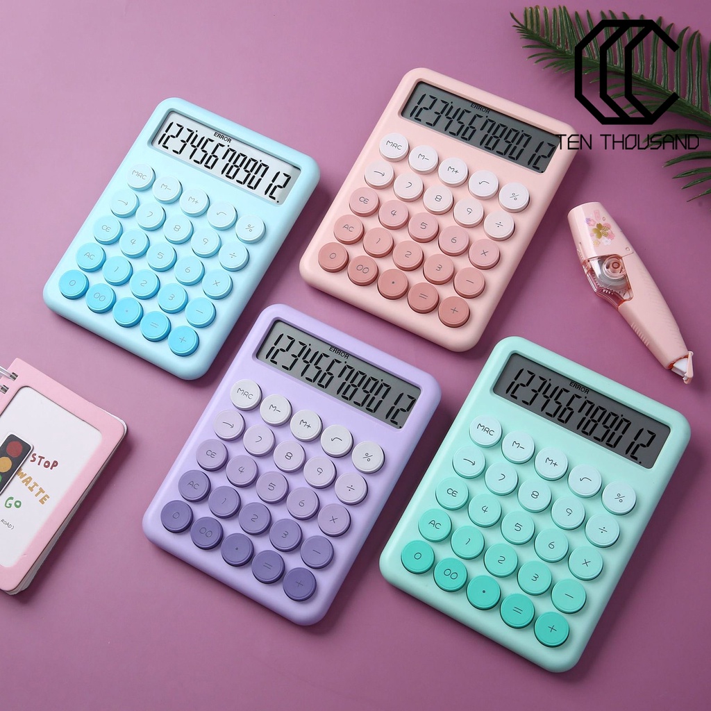 (Ready Stock) Desktop Calculator 12 Digit Large LCD Display Simulated Mechanical Keyboard Design ...