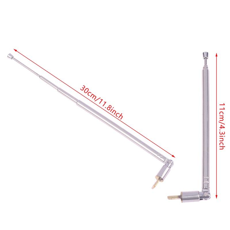 4 Section Telescopic Stainless Steel AM FM Radio Antenna Universal Head ...