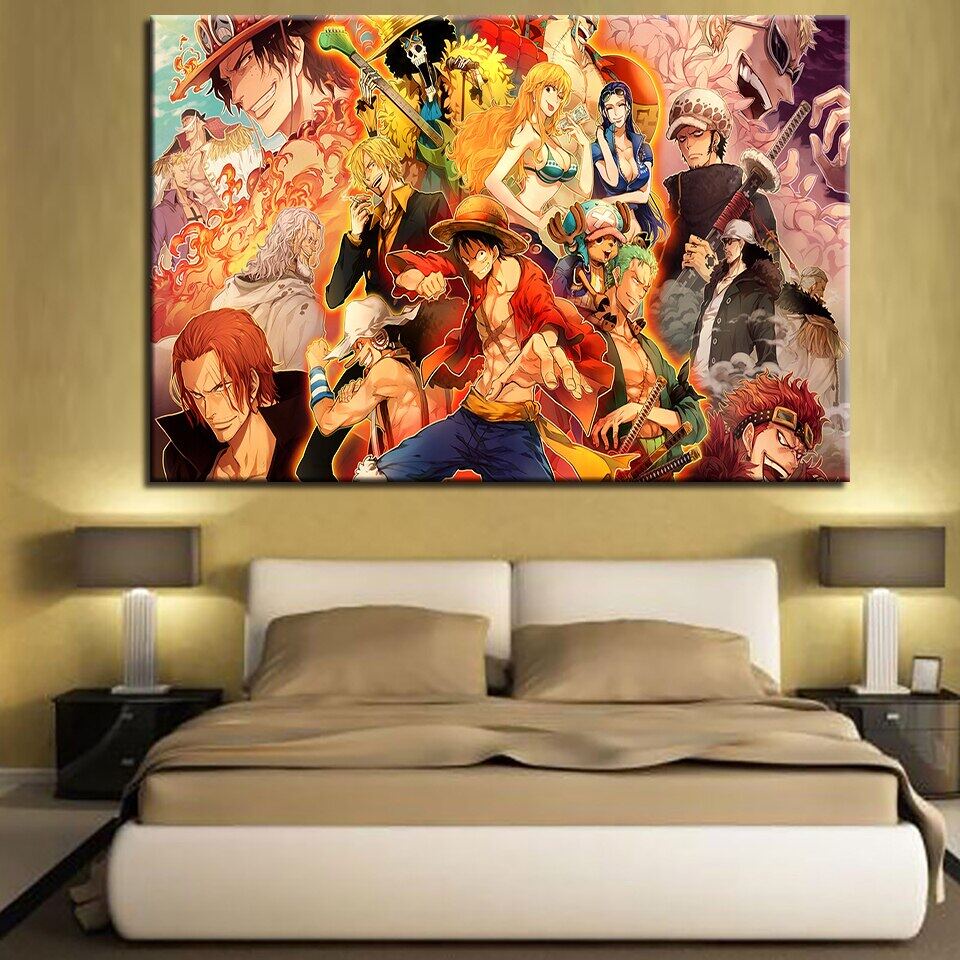 Canvas Modular Pictures Wall Art Panel Anime One^Piece Posters Living ...