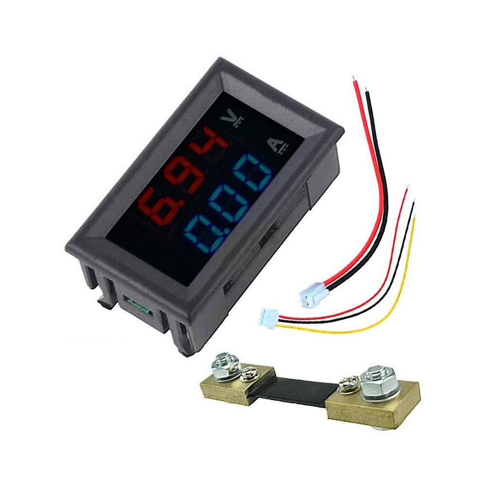 DC 100V 100A Digital Voltmeter Ammeter Blue+Red Dual LED Display Guage ...