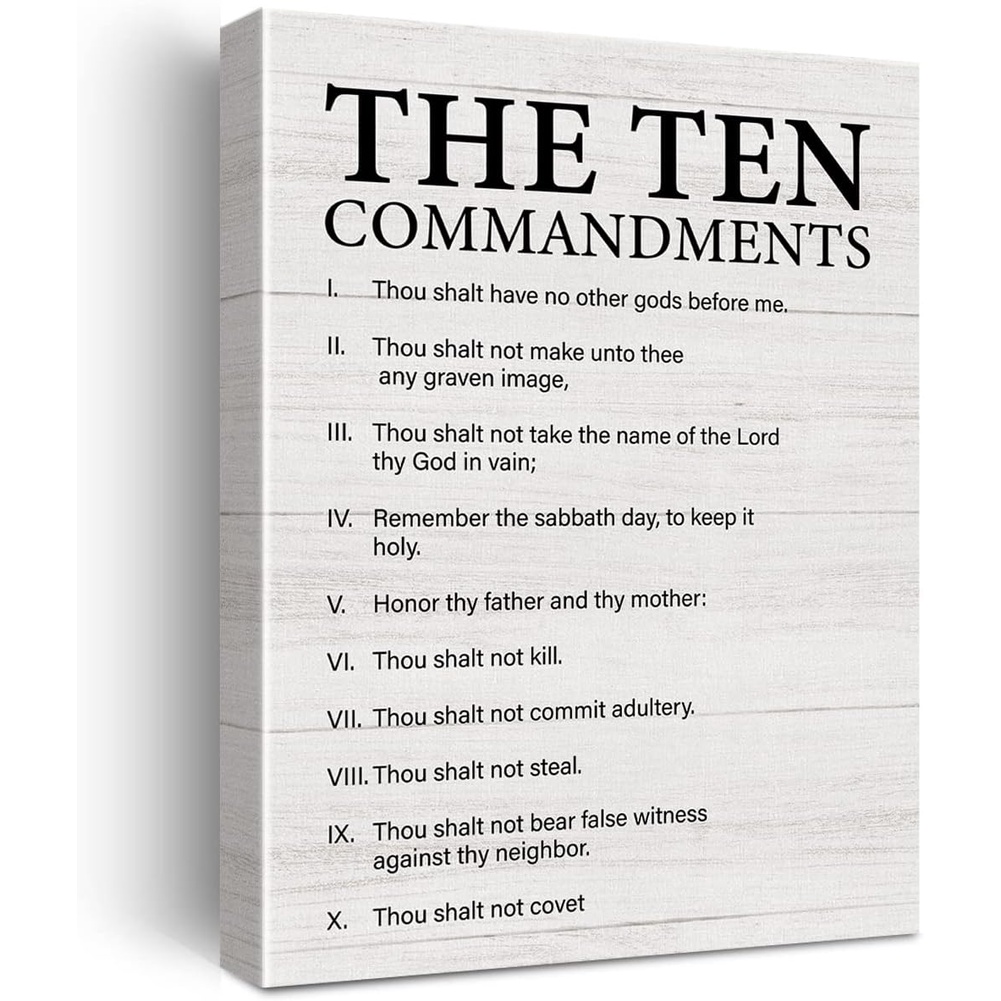 Positive Bible Verse the Ten Commandments Canvas Wall Art Christian ...
