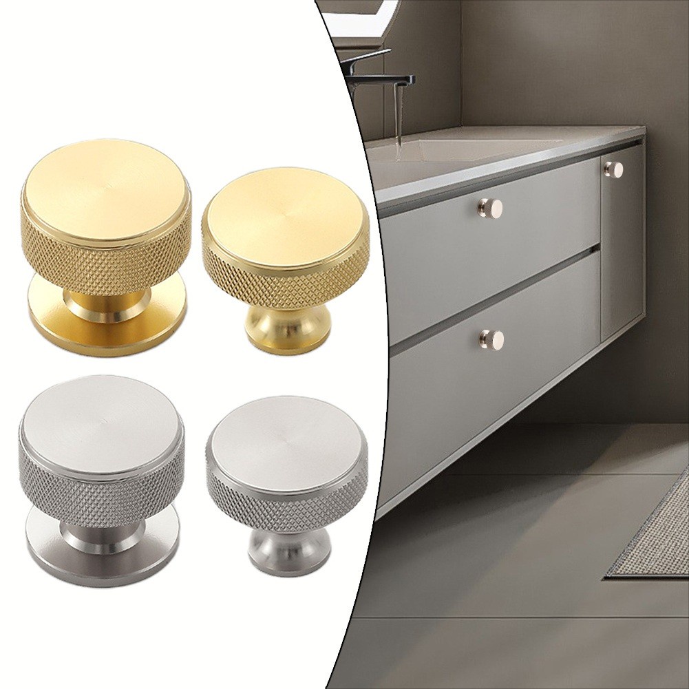 [HOT] Aluminum Alloy Single Hole Handle Knurled Round Kitchen Cabinet ...