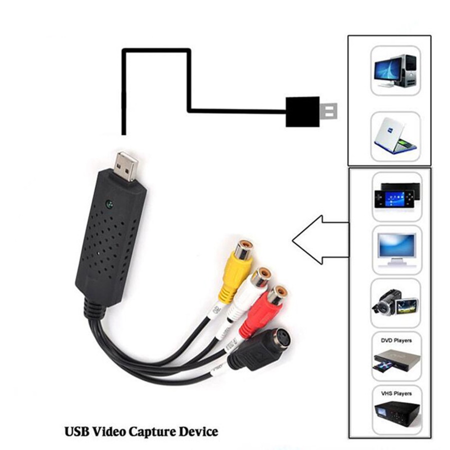 USB 2.0 Video Capture Adapter AV TV DVD DVR Capture Card Stereo Audio ...