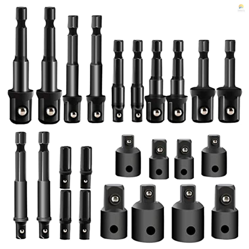 24PCS Impact Extension & Socket Adapter H-ex Shank Drill Extension Bit ...