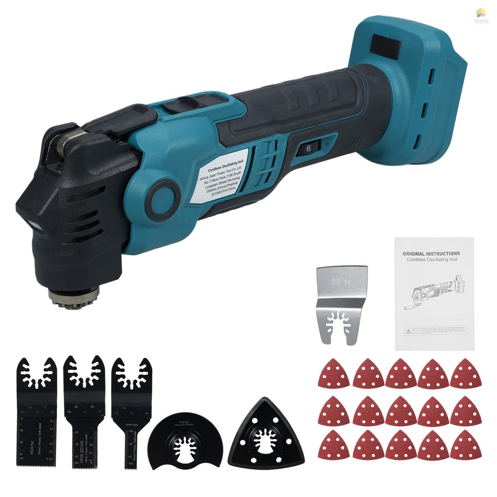 20V Cordless Oscillating Tool 6 Variable Speed 19000RPM Brushless Motor Tool Oscillating Multi ...