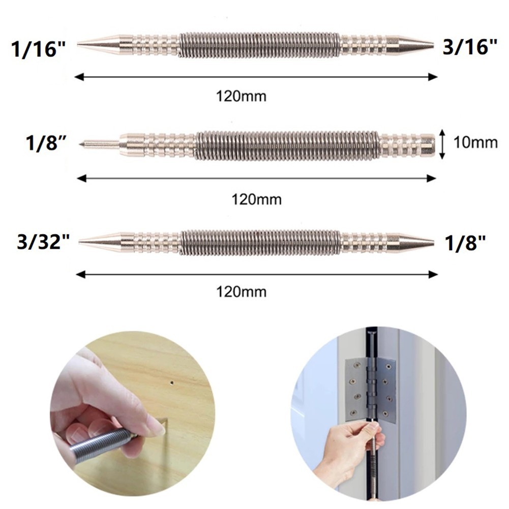 【SUFA】Spring Tool Hammerless Nail Set Center Holes Punch Spring Loaded ...
