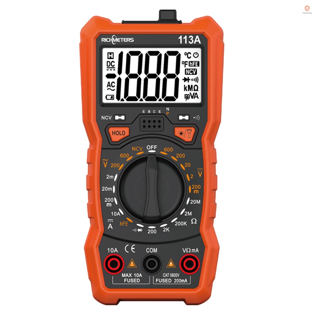 RICHMETERS RM113A NCV Digital Multimeter 2000 Counts HFE AC/DC Voltage ...