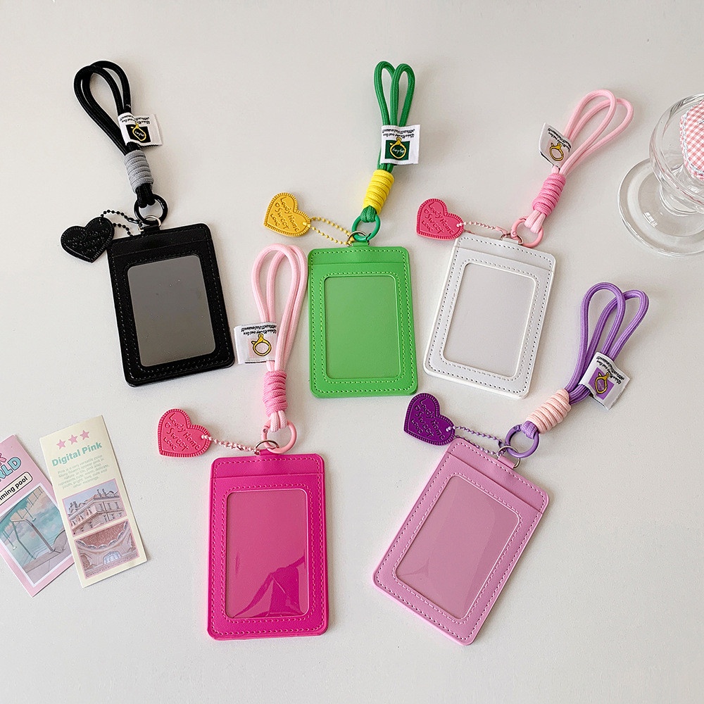 INS Cute Colorful Card Holder Braided Rope Keychain Student ID ...