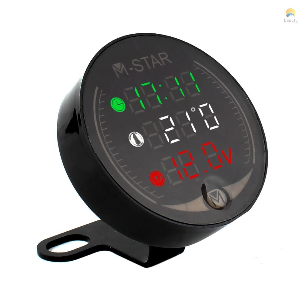 4 In 1 Motorcycle ATV Voltmeter+Electronic Clock+Thermometer+Stopwatch ...